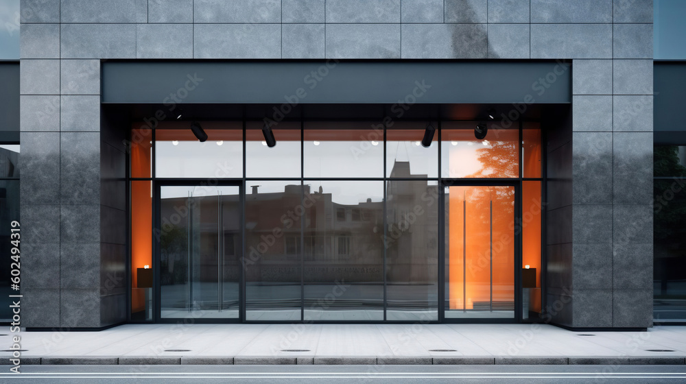 Stylish Contemporary Shop Facade with Large Glass Windows. Generative ...