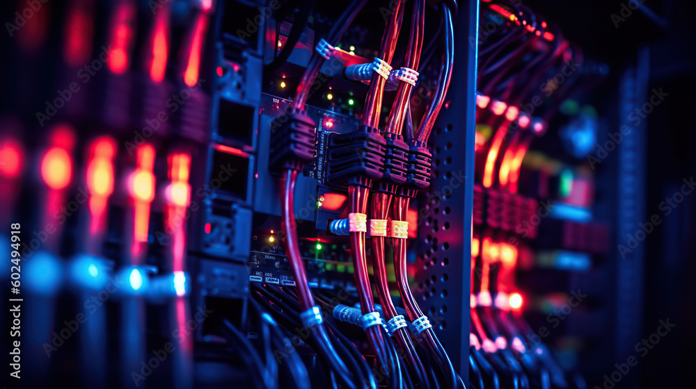 Network panel, switch and cable in data center. Generative Ai Stock Illustration | Adobe Stock