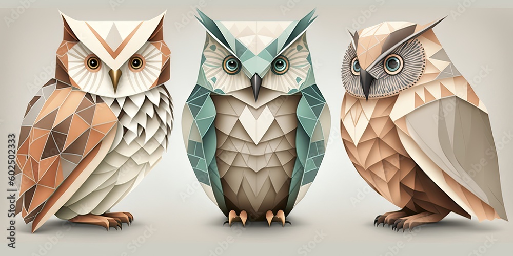 Paper folding of owl graphic with polygon shape style isolated on white ...