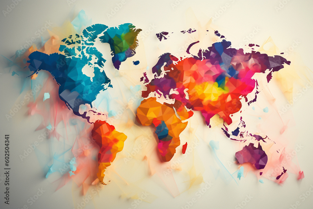 Colorful world map. Generative ai. Stock Illustration | Adobe Stock