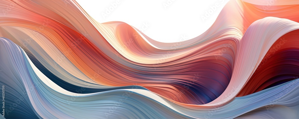 Fluid wavy lines flowing, wavy colors in motion, white background with ...
