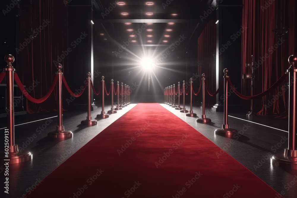 Red Carpet hallway with barriers and red ropes for Cinema and Fashion ...