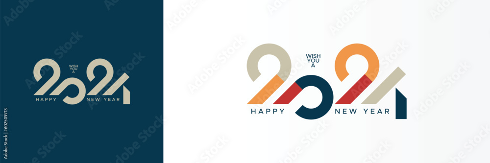 2024 typography logo design concept. Happy new year 2024 logo design ...