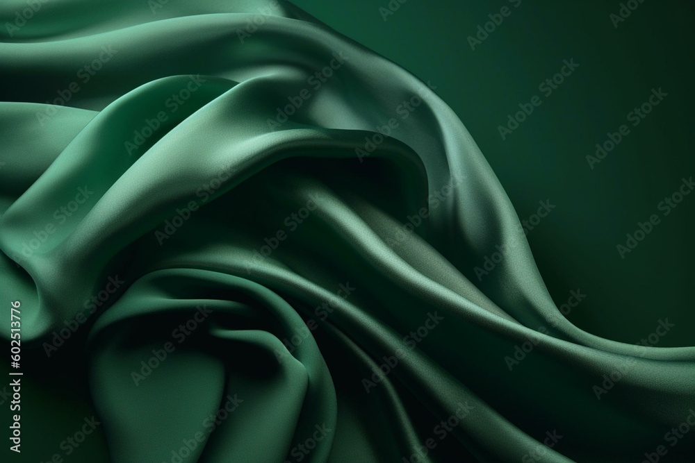 Green silk background design with flowing fabric banner. Generative AI ...