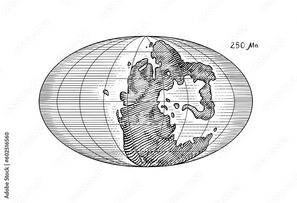 Plate tectonics on the planet Earth. Pangaea. Continental drift ...