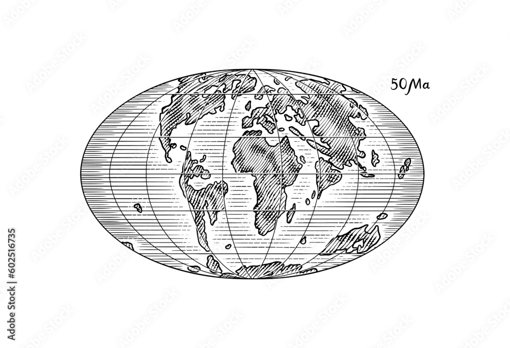 Plate tectonics on the planet Earth. Pangaea. Continental drift ...