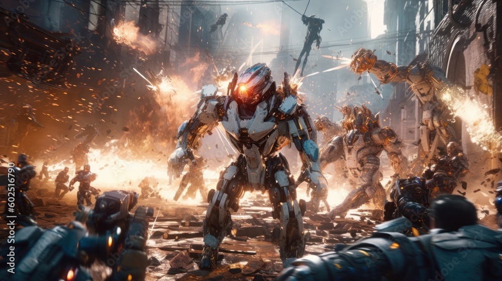 Futuristic Cyborg Battle: An Epic Hyper-Realistic Scene Generative AI ...