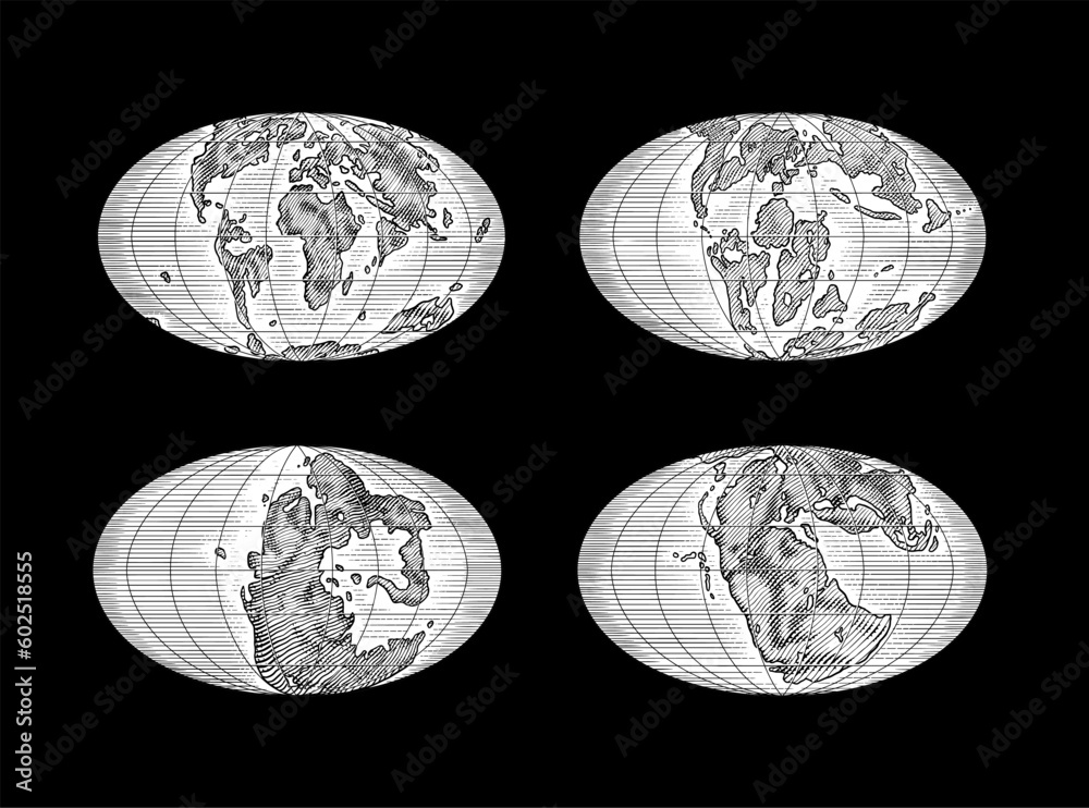 Plate tectonics on the planet Earth. Pangaea. Continental drift ...