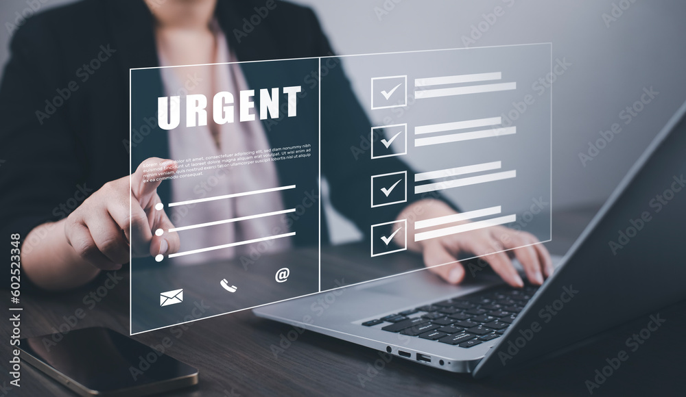 Urgent in Discovery Investigation Concept, checklist, and clipboard ...