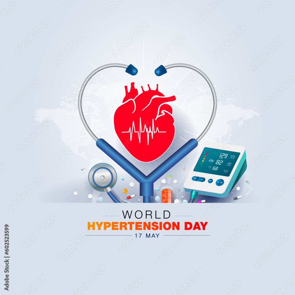 Vetor de World Hypertension Day and Heart attack Awareness banner ...