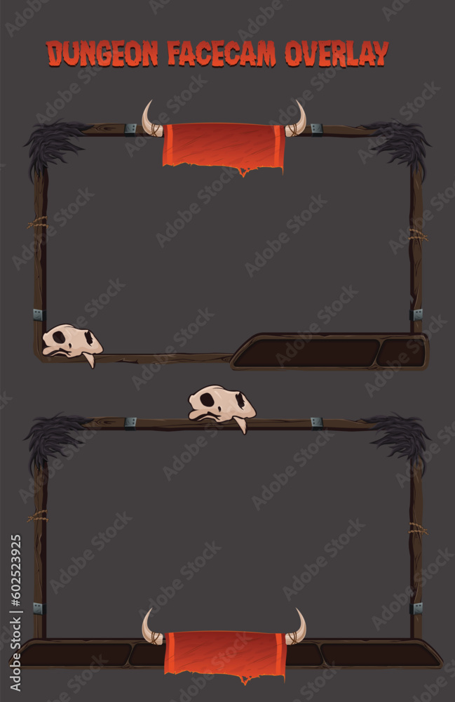 Bull horn old wooden dungeon style streaming face-cam overlay can be ...