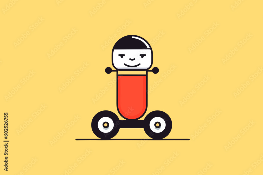 Doodle inspired Segway, cartoon sticker, sketch, vector, Illustration ...