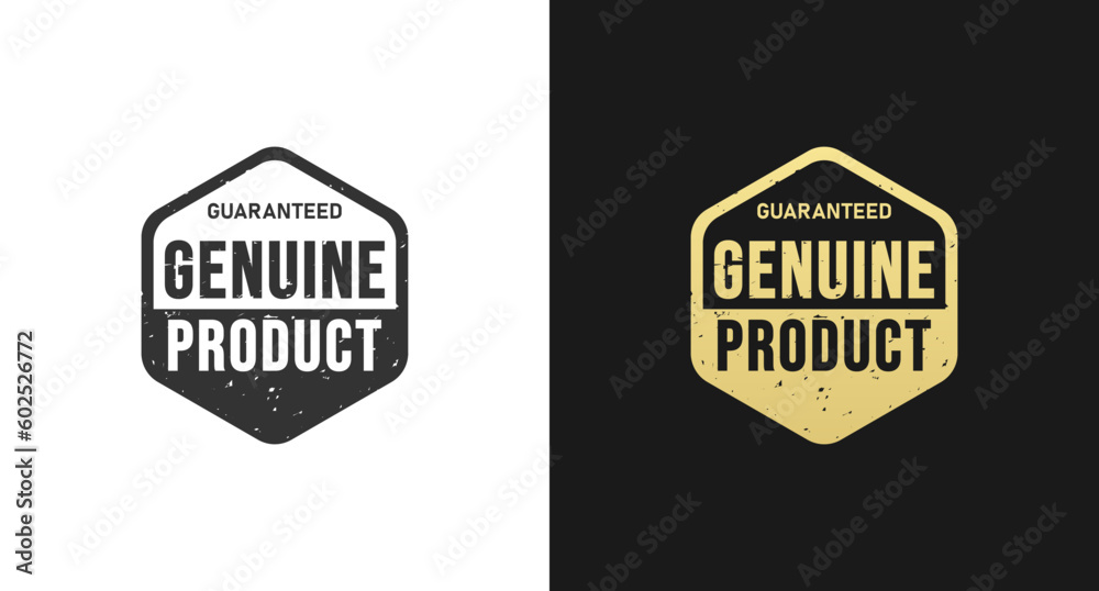 Genuine product label or Genuine product seal vector on black ...