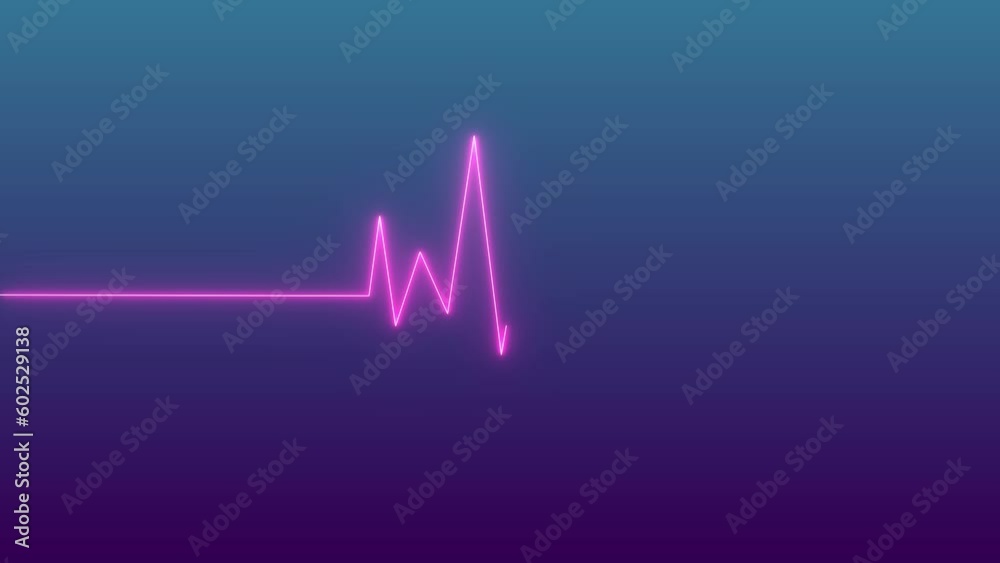 Vidéo Stock neon line heartbeat rate and pulse on blue and purple ...