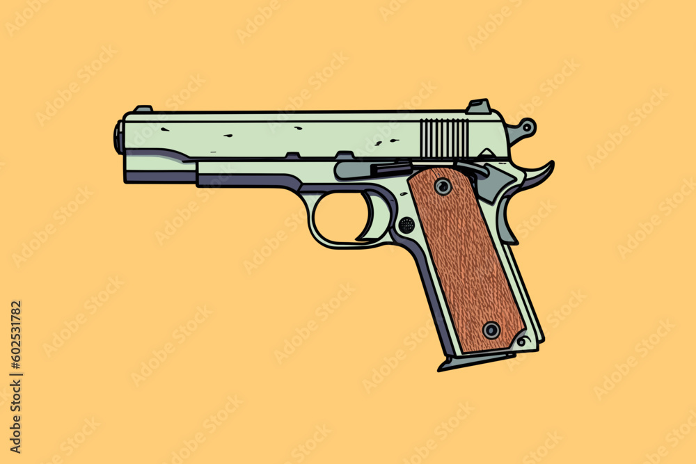 Vetor de Doodle inspired Pistol, cartoon sticker, sketch, vector ...