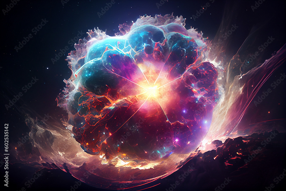 Supernova explosion in space, cloud of charged particles, generative ai ...