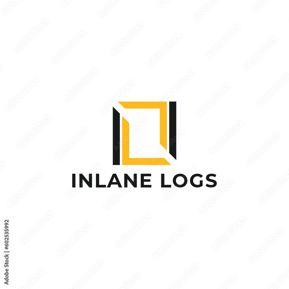 Abstract initial letter IL or LI logo in black and yellow color ...