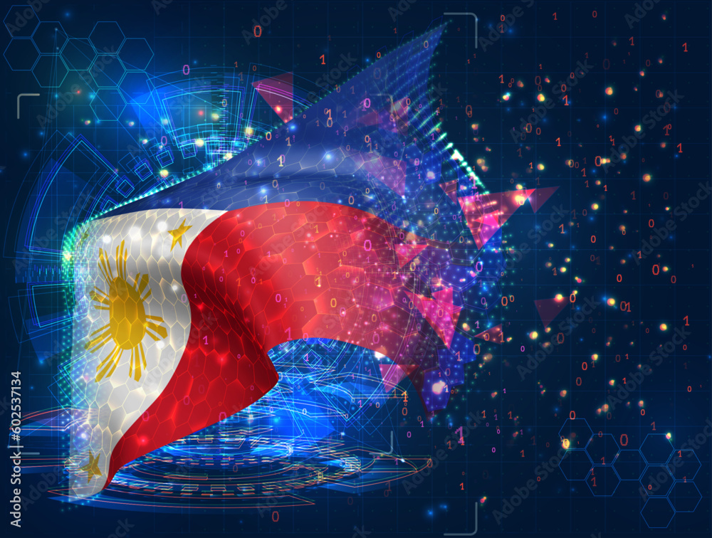 Philippines, vector flag, virtual abstract 3D object from triangular ...