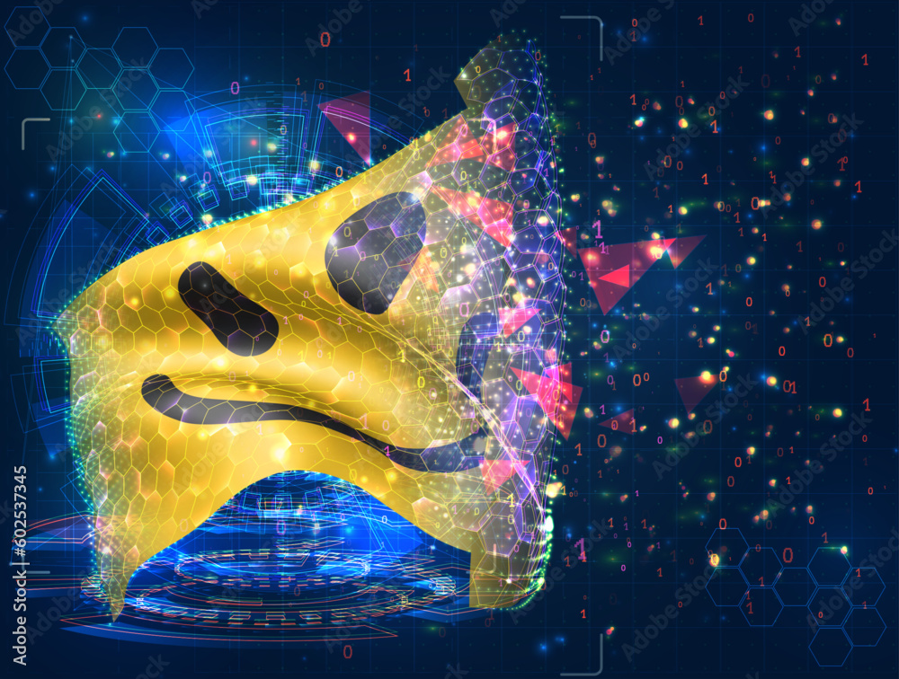 Smile, vector flag, virtual abstract 3D object from triangular polygons ...