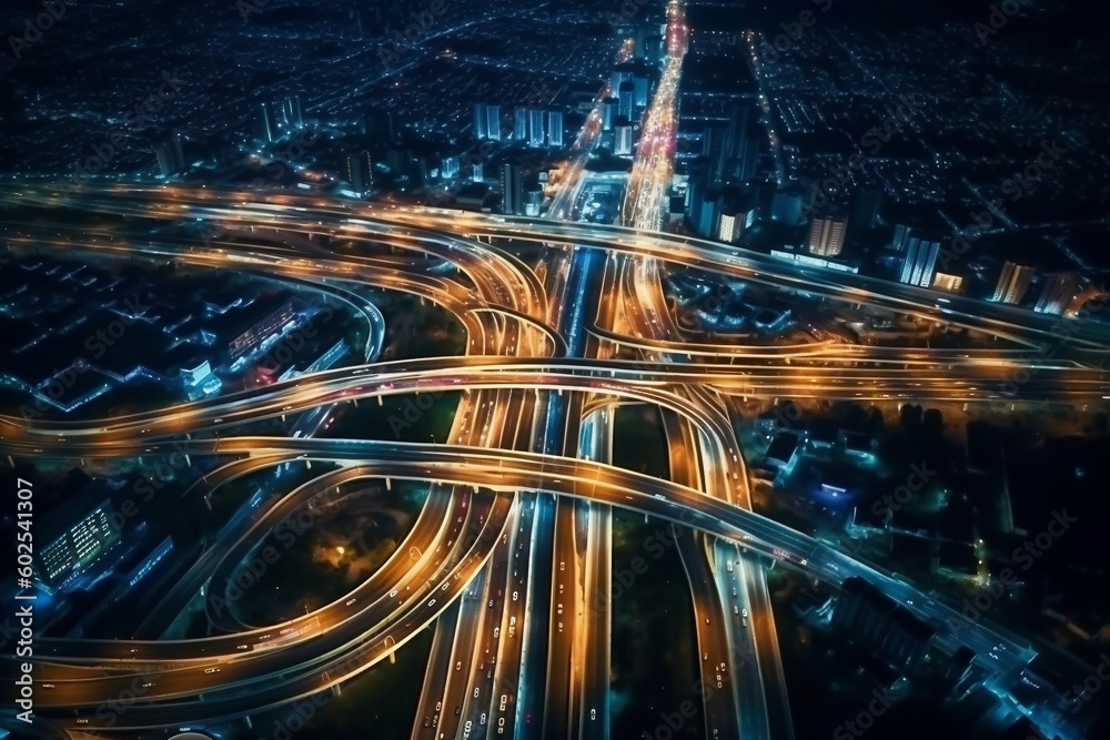 Top View Expressway: Vital Road Traffic. Generative AI Stock ...