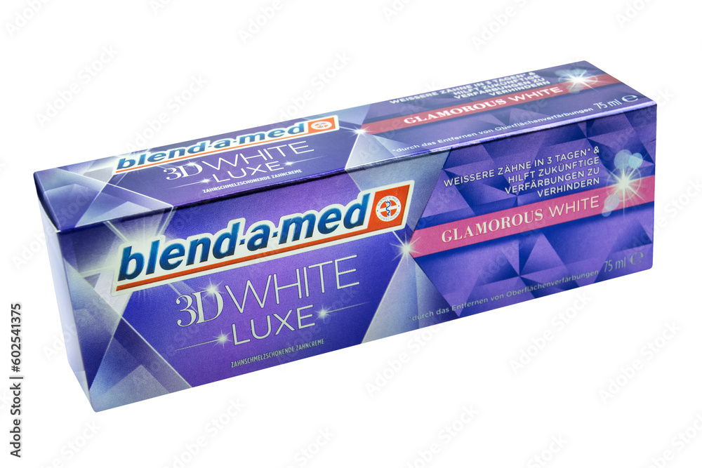 German tooth paste blend-a-med 3D White Luxe isolated on white ...