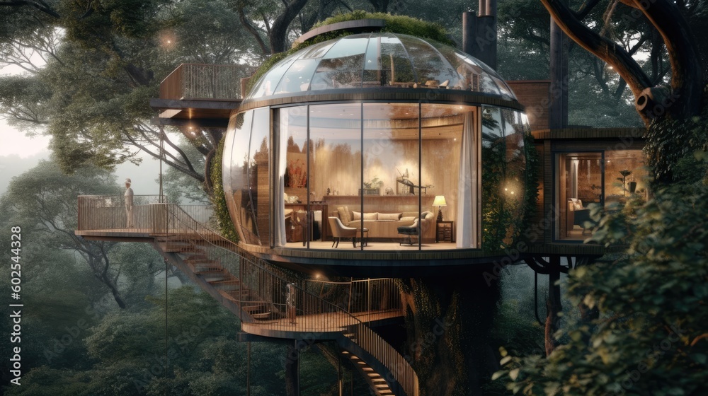 Marvelous Luxurious Glass Tree House Nestled in an Old Majestic Tree ...