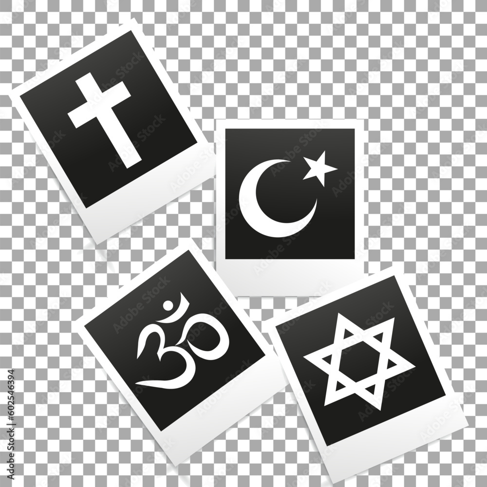 Photo frame on transparent background with world religion symbols ...