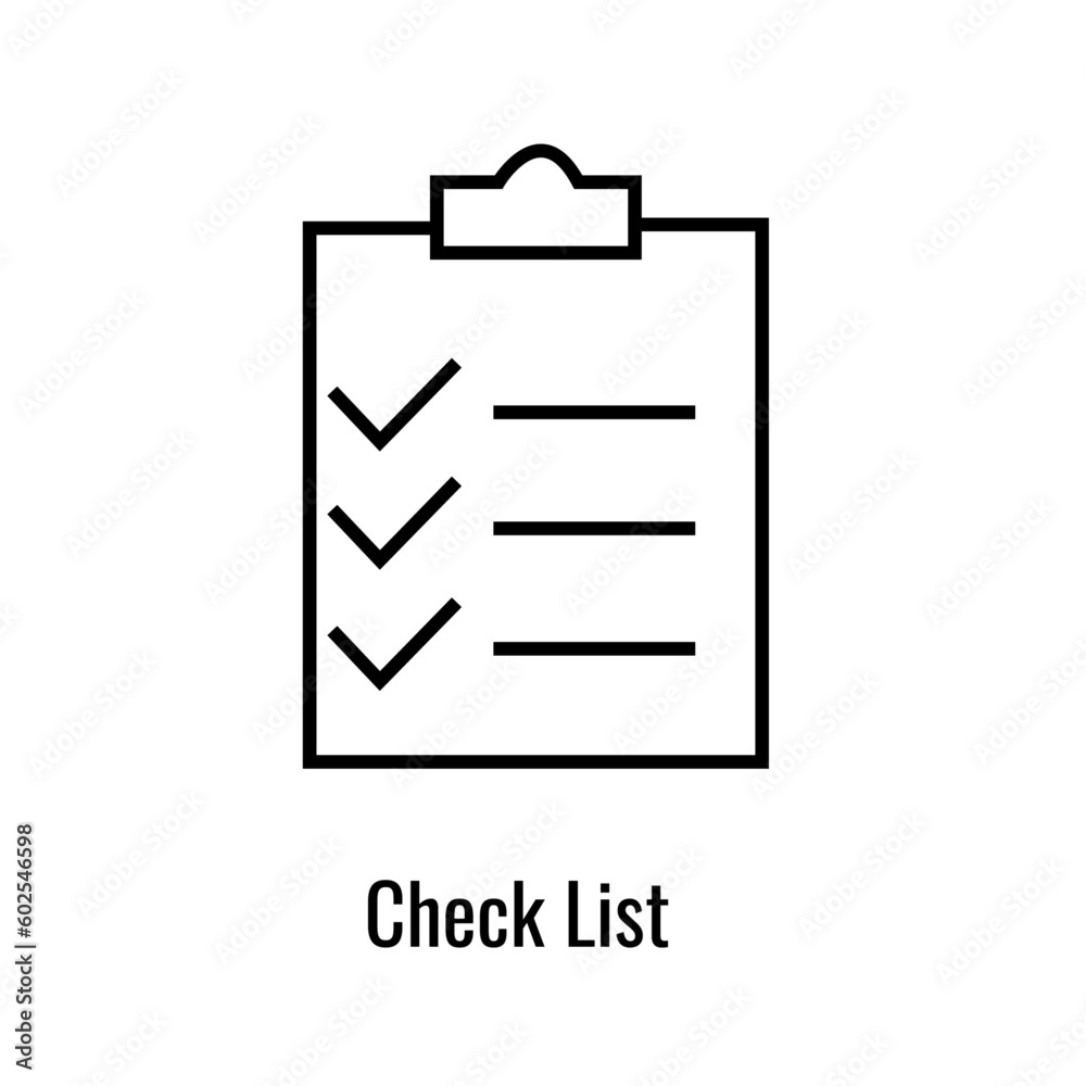 Check List Line Icon Triple Checklist Outline Sign Stock Vector