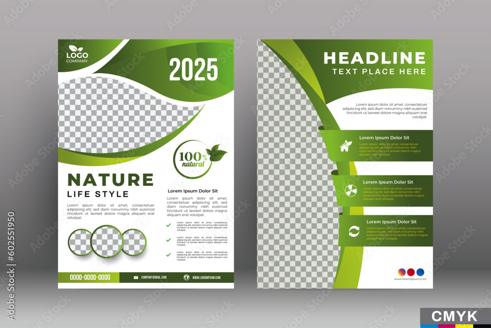 Green eco flyer, poster, brochure, magazine, annual report, booklet ...
