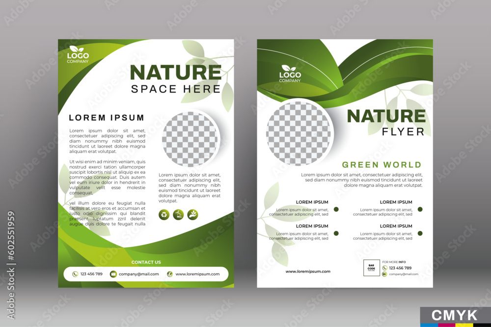 Green eco flyer, poster, brochure, magazine, annual report, booklet ...