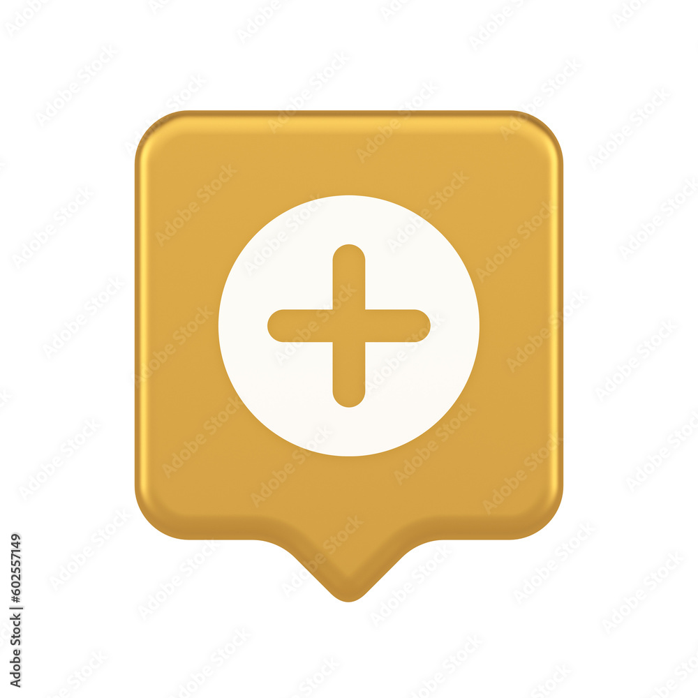 Plus add button mathematical addition symbol 3d realistic speech bubble ...