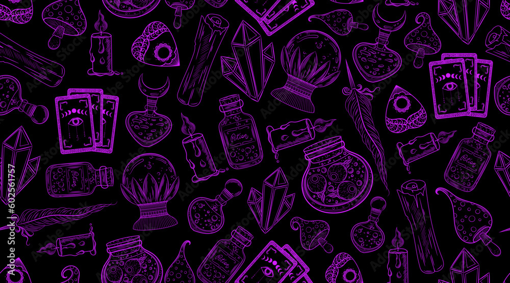 Esoteric symbols pattern. Alchemy print. Bohemian style astrology ...