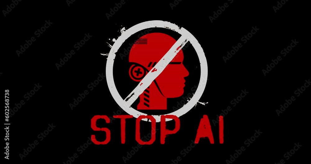 Stop AI symbol with distorted and glitch effect seamless and loopable ...