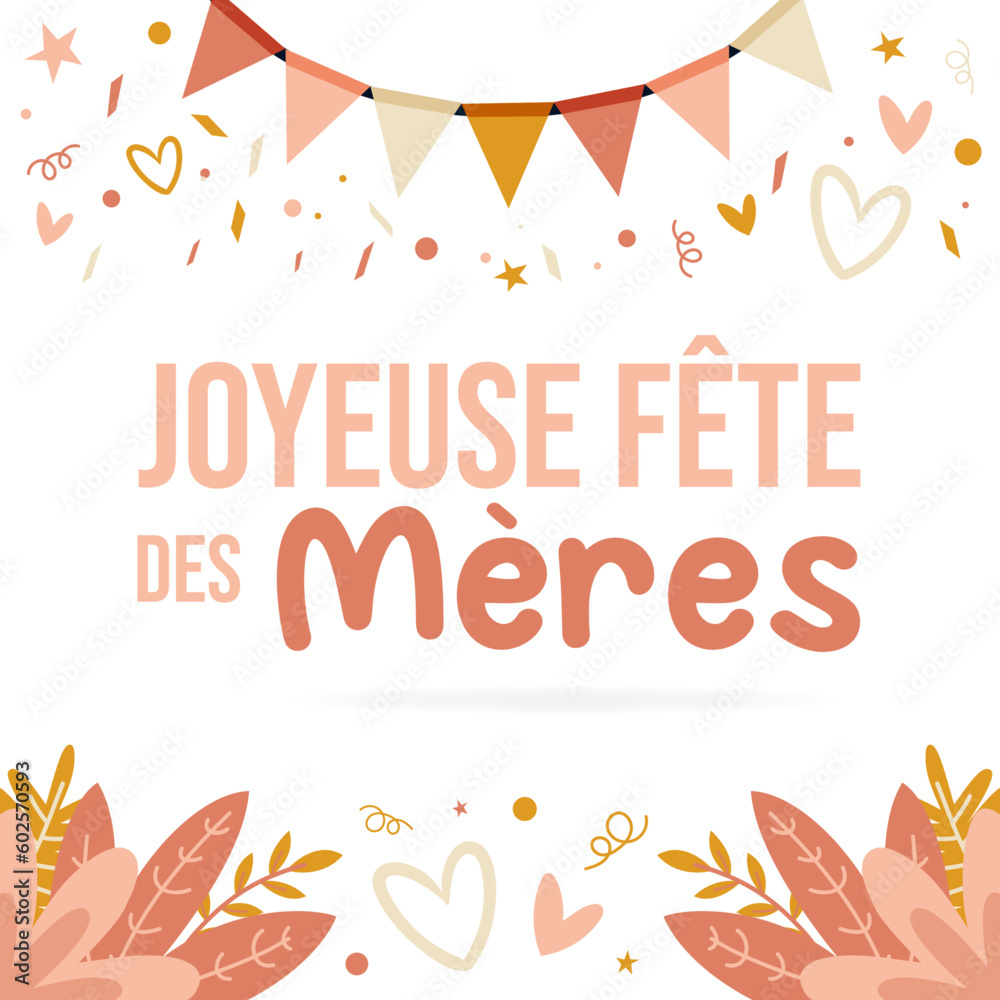 Joyeuse Fête Des Mères Carte Décorative Illustrations Et Textes