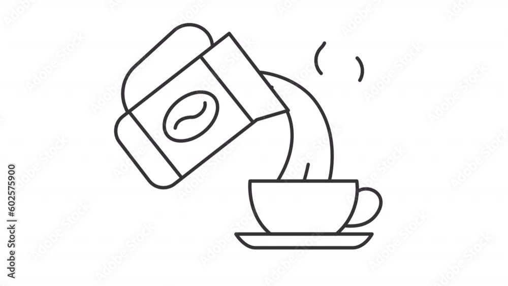 Pouring coffee icon animation. Animated line coffee pot pouring hot ...