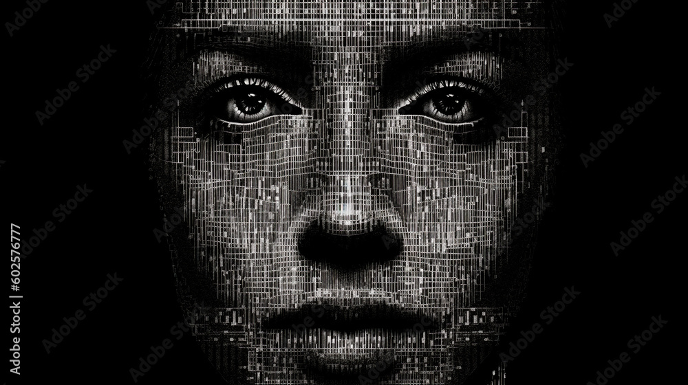 ai computer face ascii generated, gerenative AI Stock Illustration ...