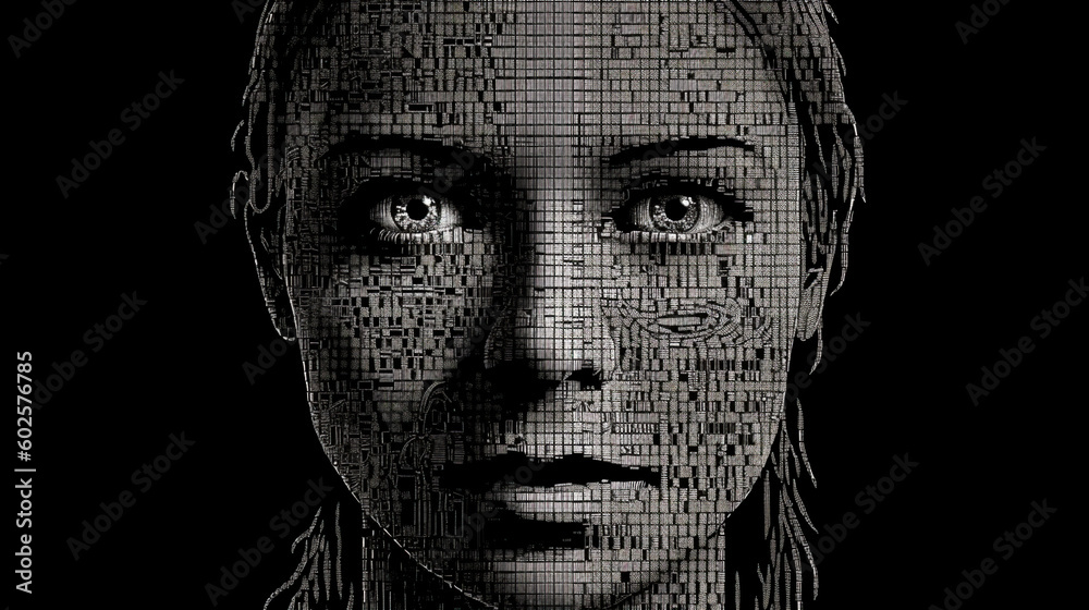 ai computer face ascii generated, gerenative AI Stock Illustration ...