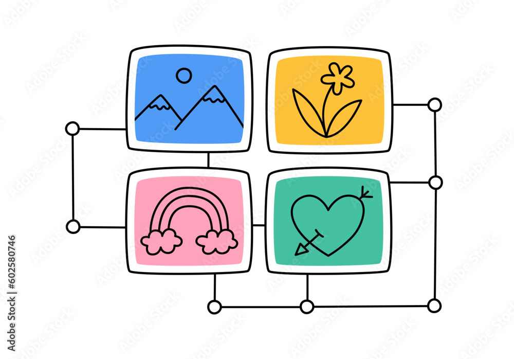 Hand drawn cute cartoon illustration AI creates a picture. Flat vector ...