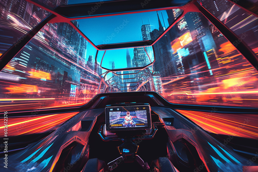 An immersive virtual reality racing experience with futuristic pods ...