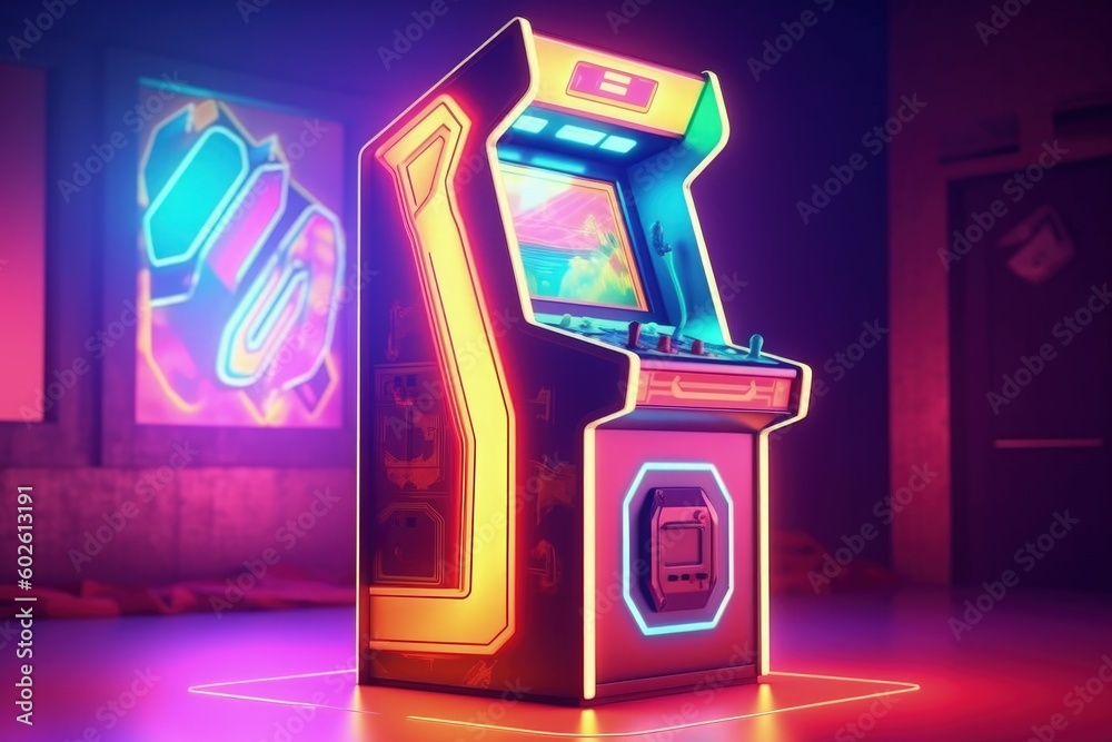Arcade machine, 80s and 90s, retro, nostalgia concept, digital ...