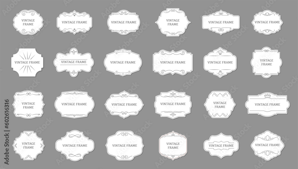 Ornamental label frames. Old ornate labels, decorative vintage frame ...