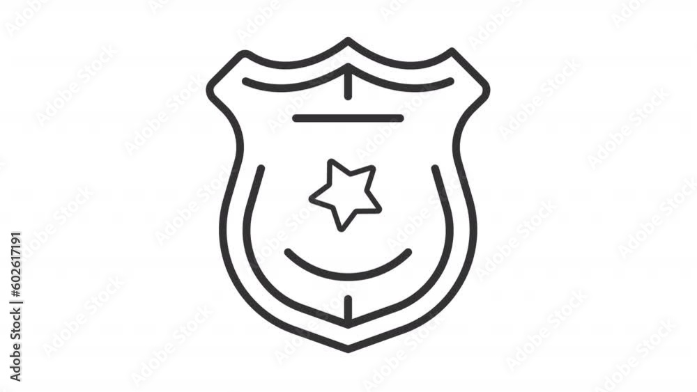 Law enforcement icon animation. Animated line shield with star emblem ...