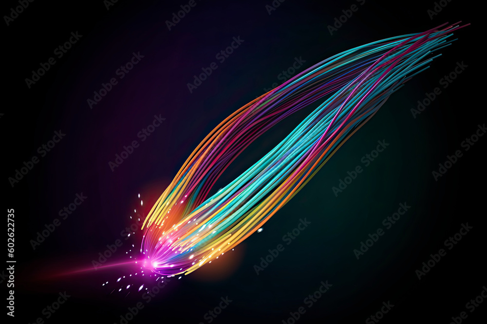 Glowing optical fiber cable or wire realistic vector, fiber optics ...
