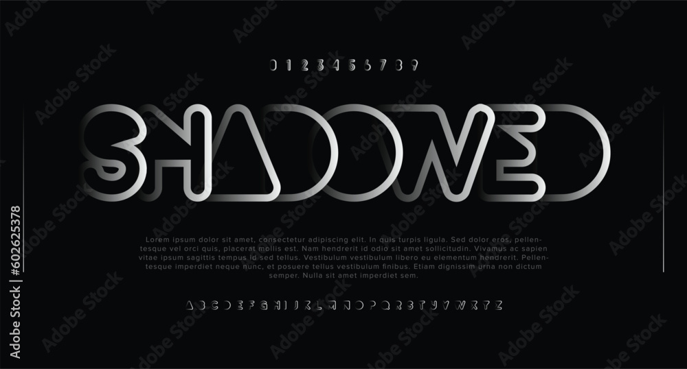Shadowed alphabet urban font digital futuristic technology logo ...