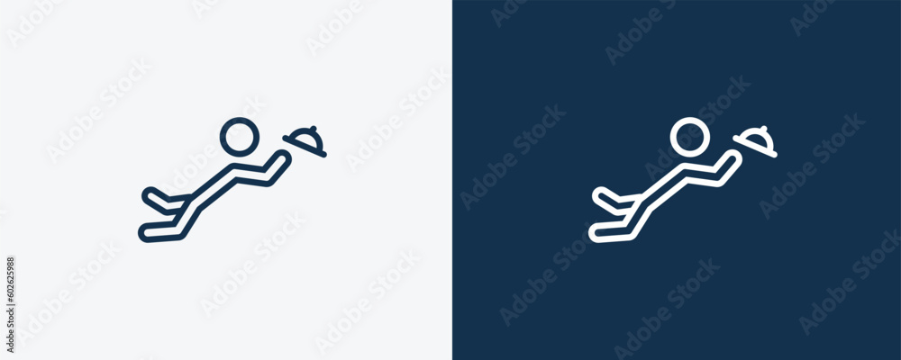 waiter falling icon. Outline waiter falling icon from sport and games ...