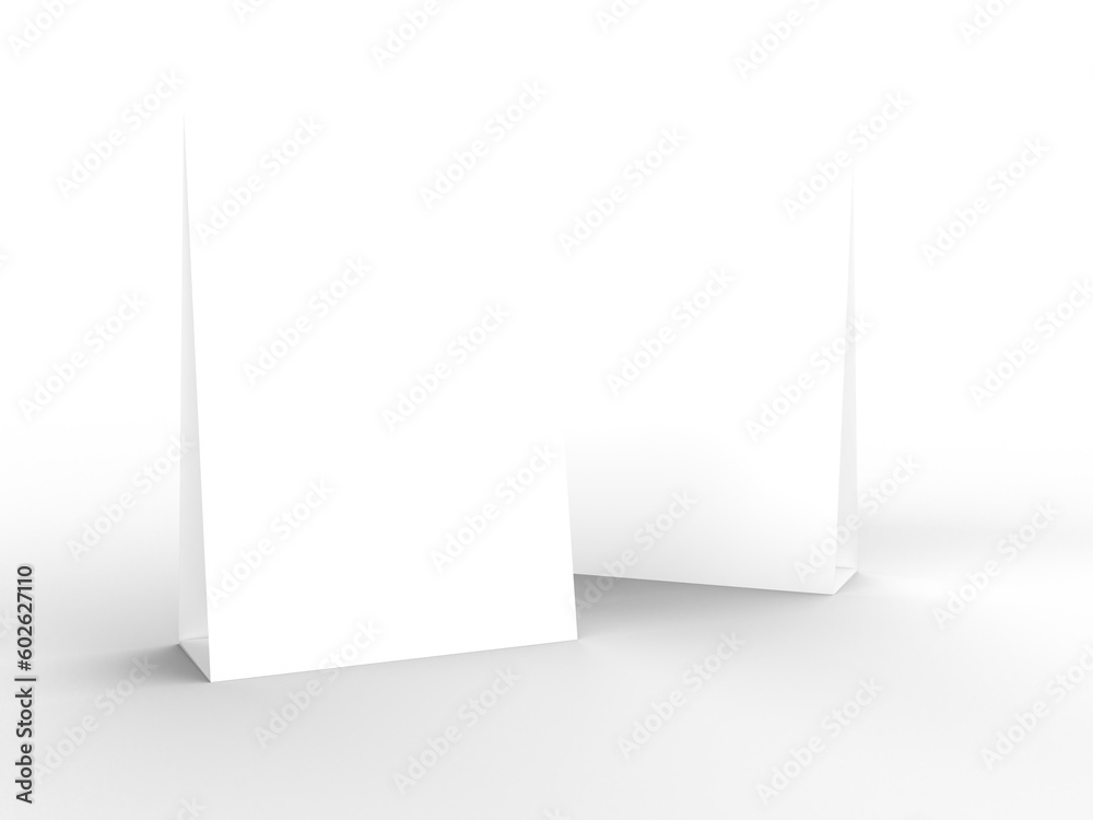 White Paper Stand Table Talker. Tent Table Card. PNG file. 3d render ...