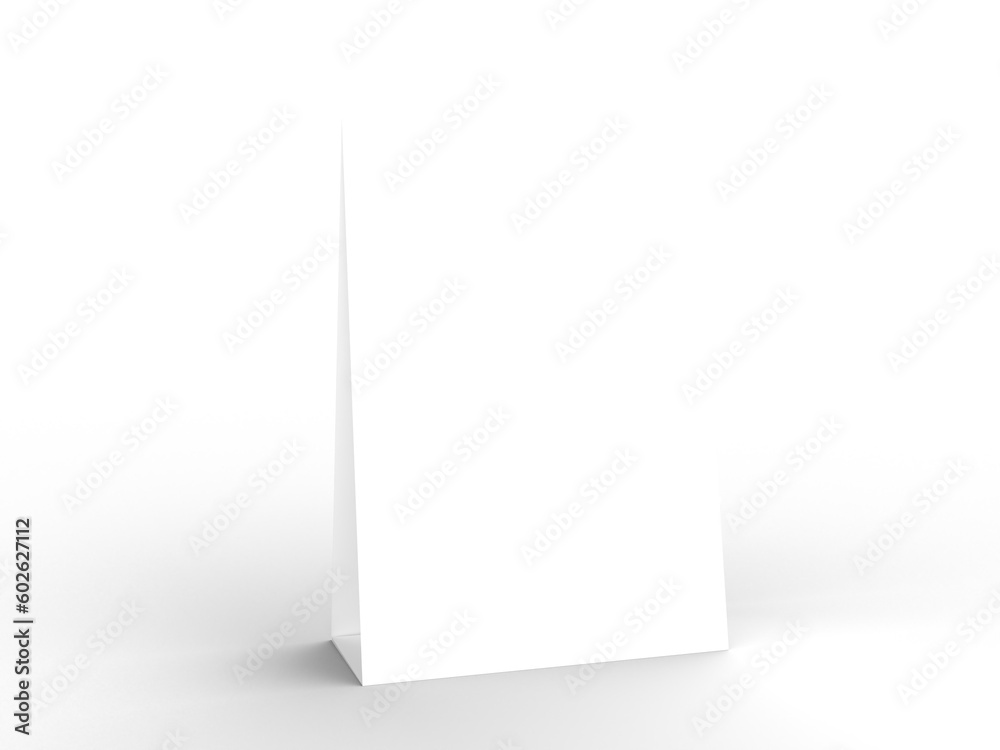 White Paper Stand Table Talker. Tent Table Card. PNG file. 3d render ...
