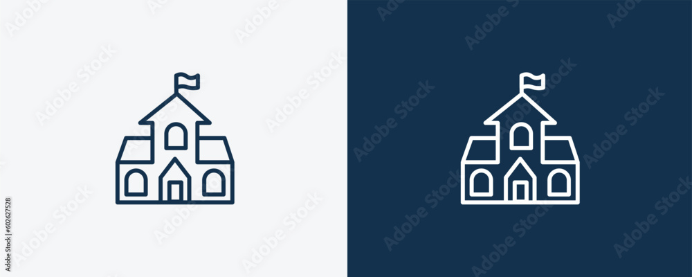 old school icon. Outline and filled old school icon from education and ...