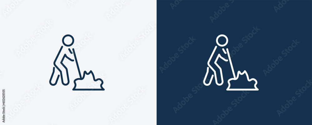 man digging icon. Outline man digging icon from behavior and action ...