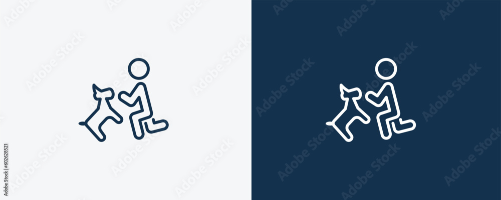man and dog icon. Outline man and dog icon from behavior and action ...